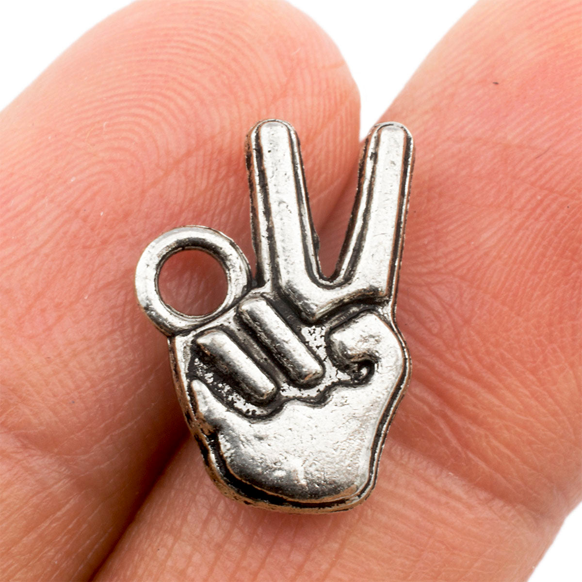 Tibetan Silver Victory Hand Sign Charm Pendant – Summer-Ray.com