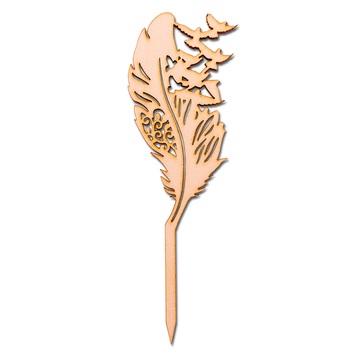 Wooden Feather with Birds Cupcake Topper Muffin Topper for Tea Party ...