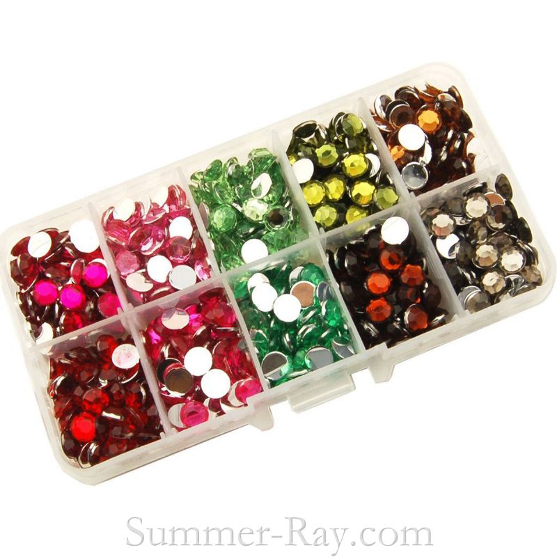 Rhinestones 7mm Mixed Color in Storage Box - 1000 or 1500 pieces ...