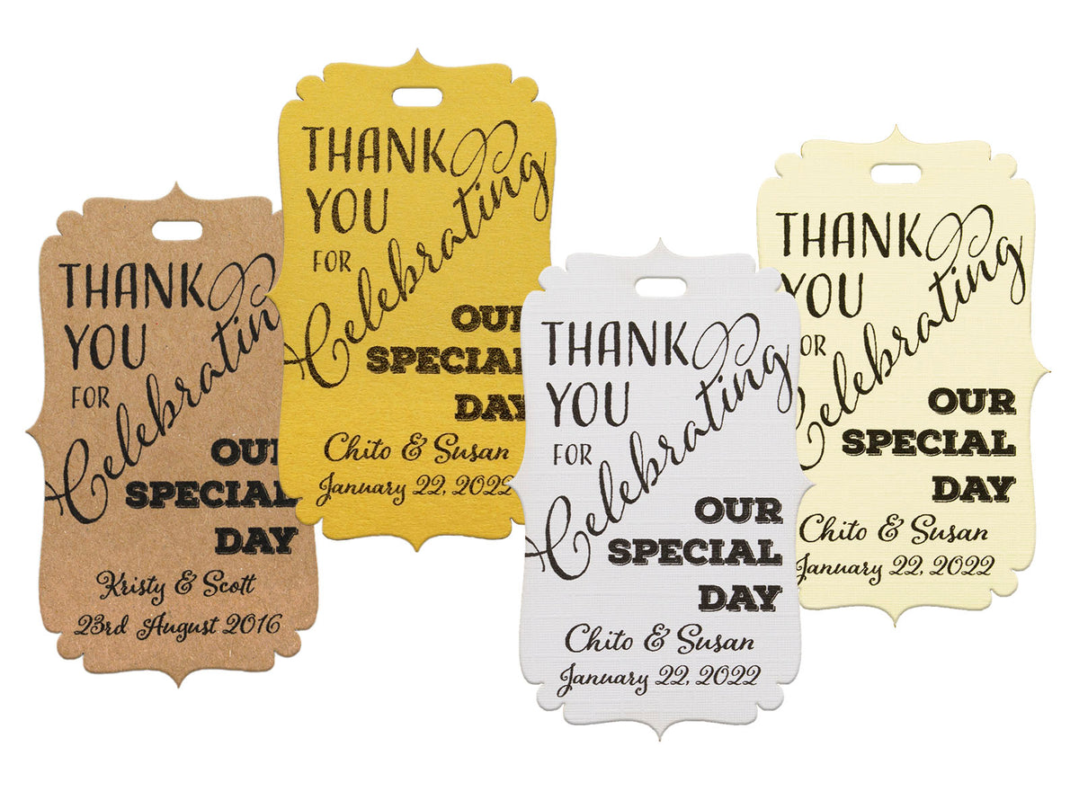 Personalized Bracket Thank You for Celebrating our Special Day Favor T ...