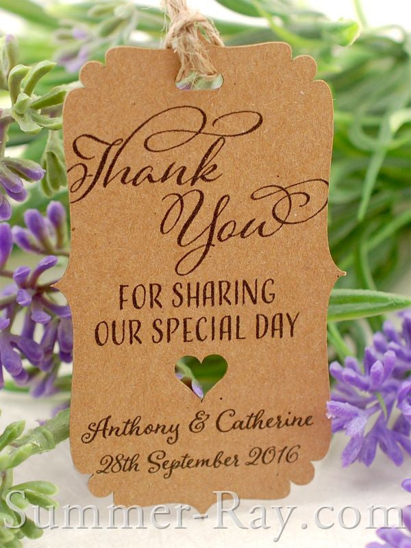 Personalized Kraft Wedding Favor Gift Tags with Twine – Summer-Ray.com