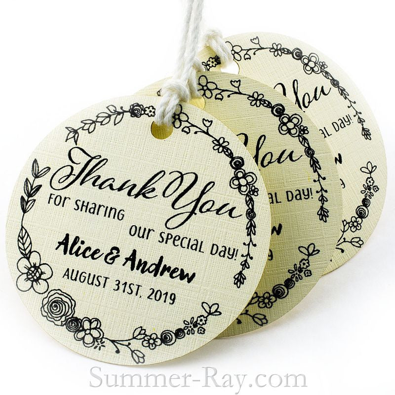 Personalized Round Thank You for Sharing our Special Day Gift Tags ...