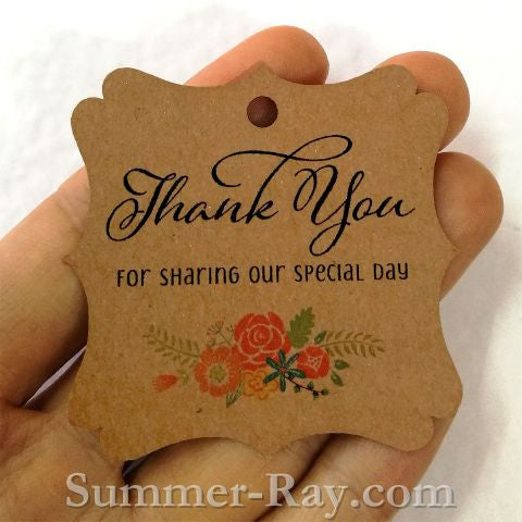 Elegant Square Thank You Gift Tags with Floral Print (II) – Summer-Ray.com