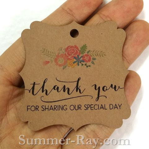 Elegant Square Thank You Gift Tags with Floral Print (I) – Summer-Ray.com