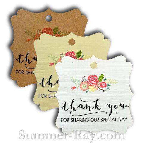 Elegant Square Thank You Gift Tags with Floral Print (I) – Summer-Ray.com
